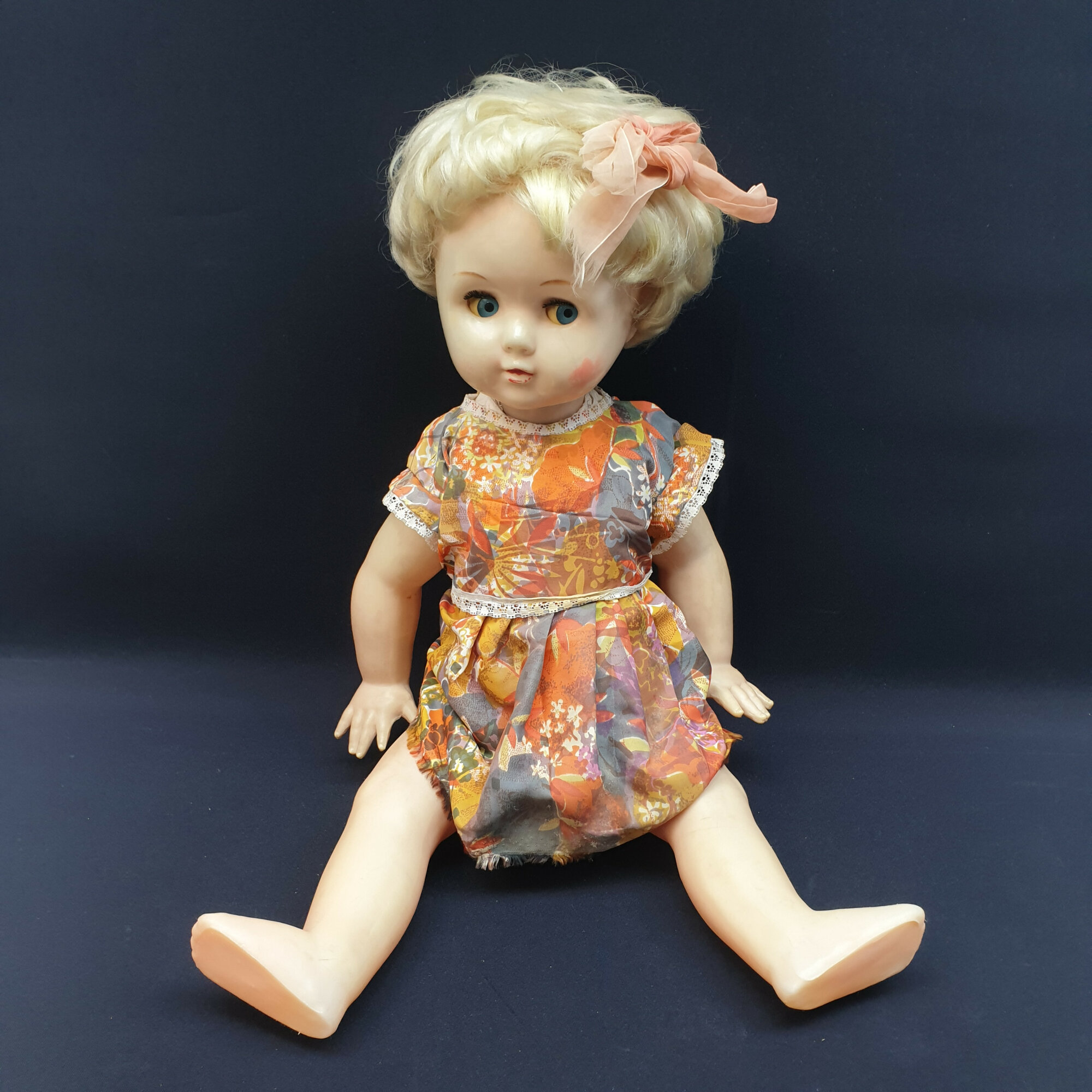Винтажная кукла Марина ранняя 50-60 ых гг, 60 см пластик, конечности на резинках СССР