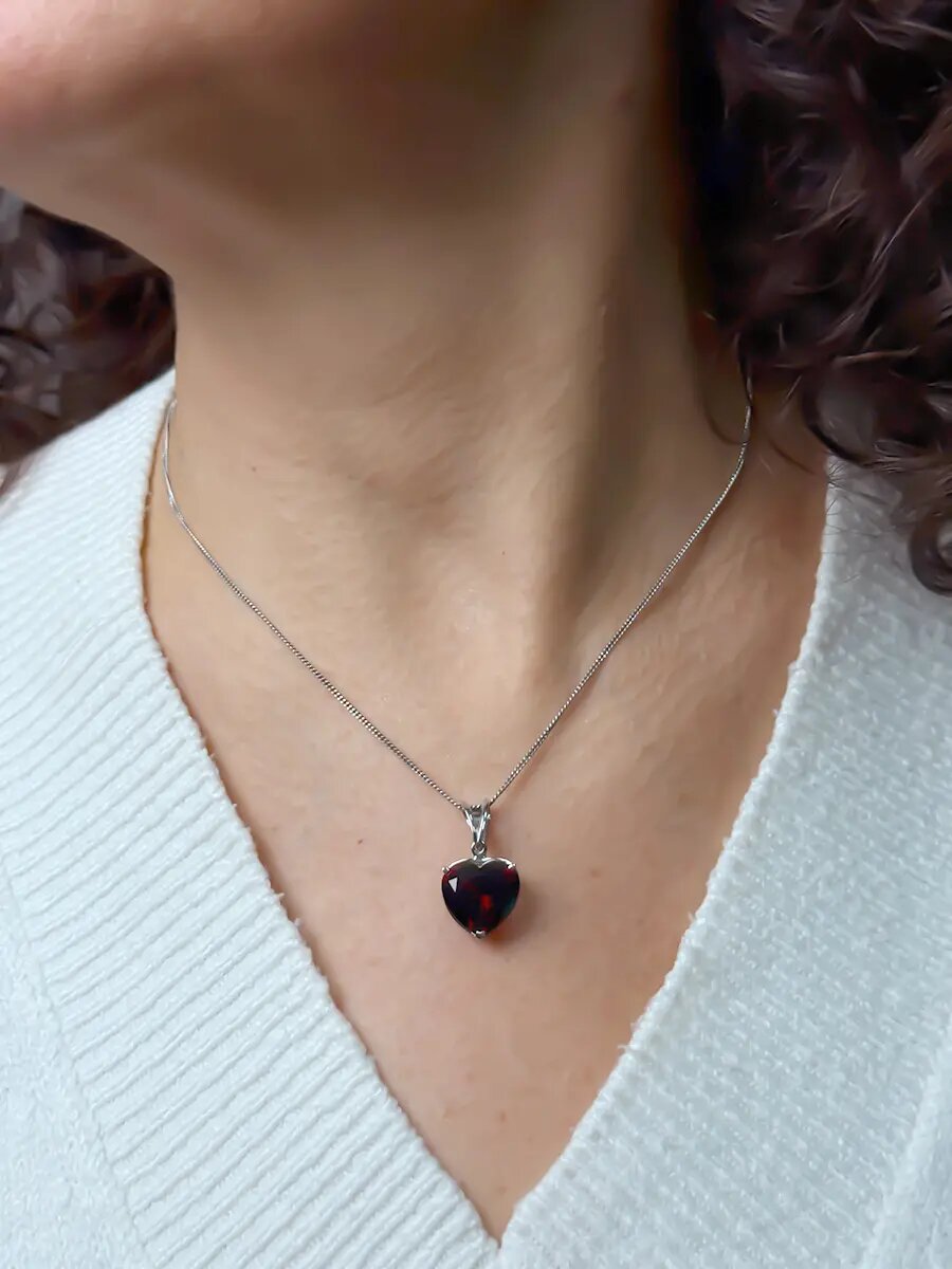 Подвеска, платина, 585 проба, гранат