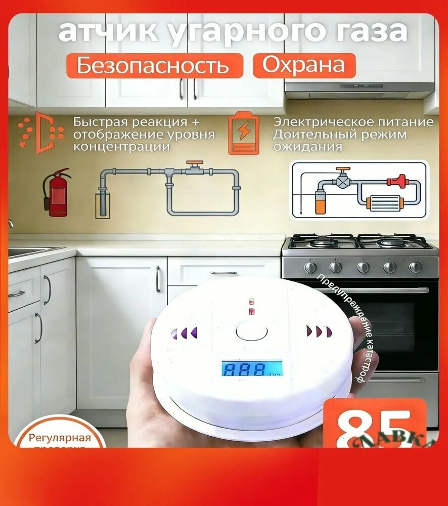 Датчик угарного газа и дыма для дома, Сигнализатор измеритель COanan
