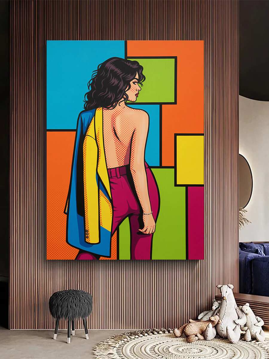 Картина на стену - "Девушка 18+, бикини, в красивом белье женщина 18+" , 60х80 см.