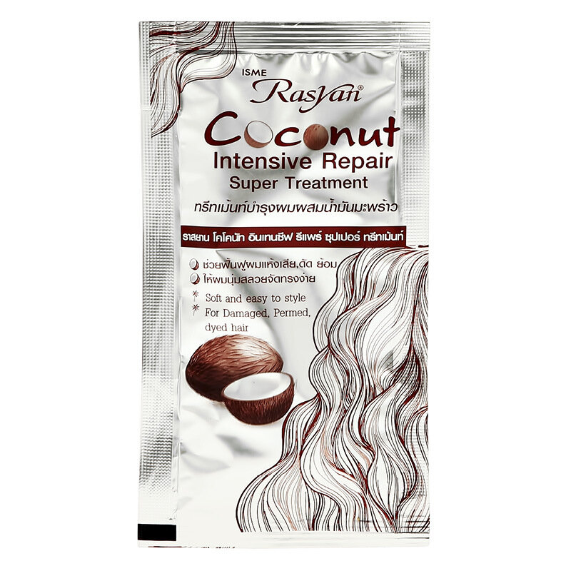 Набор масок для волос Rasyan с кокосовым маслом, 30мл, набор 12шт.