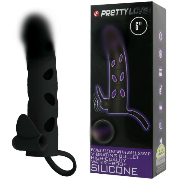 Закрытая насадка с вибрацией с подхватом под мошонку Baile«Pretty Love»