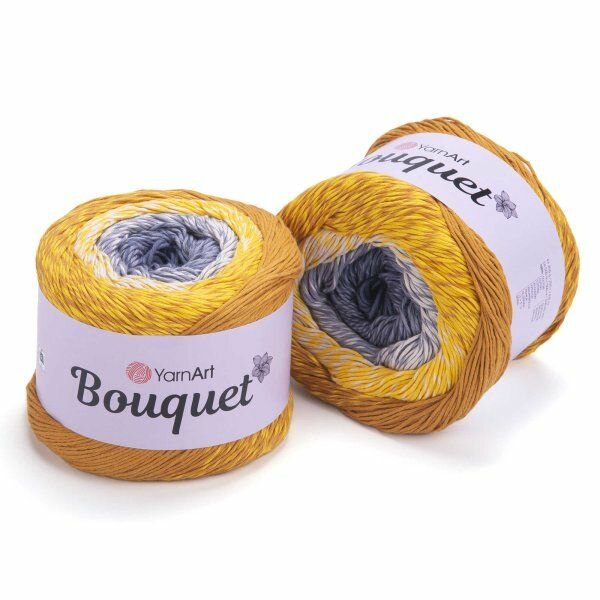 Пряжа YarArt Bouquet 710 (1 моток 250г/500м) шафран-серый