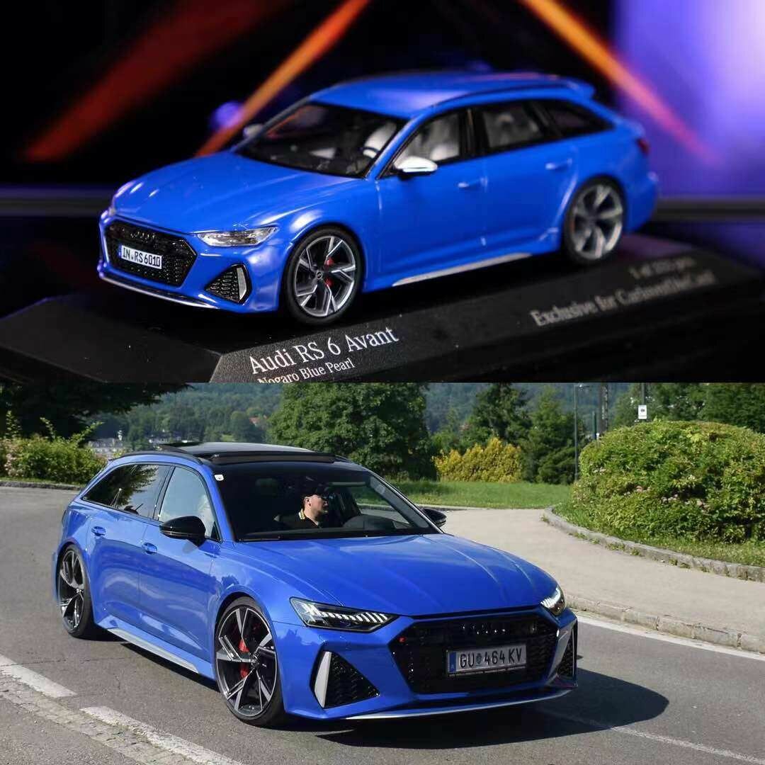 Minichamps Модель автомобиля Audi RS6 Avant Estate C8 в масштабе 1:43 в цвете Nogaro Blue