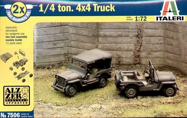 Сборная модель "Автомобиль Willys Jeep 1/4 Ton 4x4" (1:72), артикул 7506