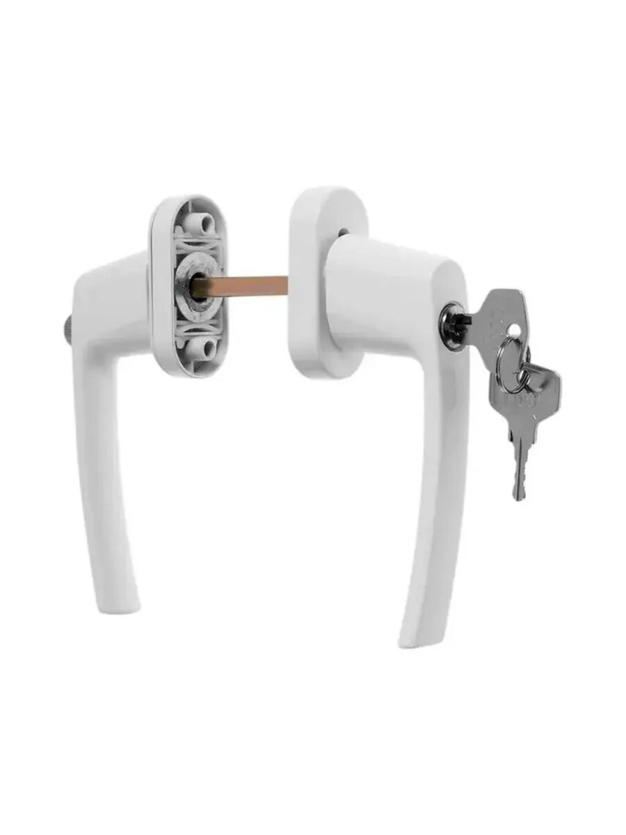 Комплект ручек для окон ПВХ с замком, алюминий