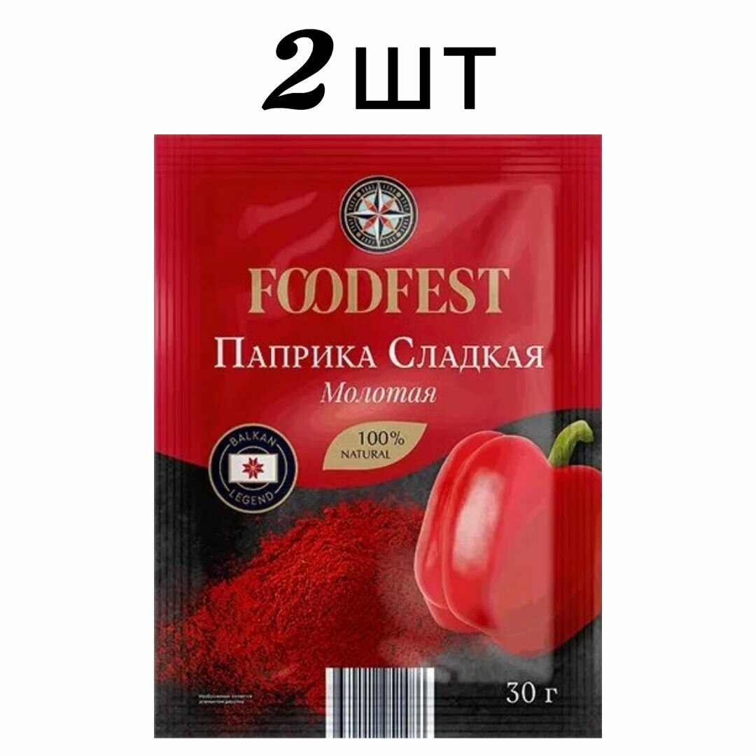 Паприка FOODFEST красная сладкая молотая 30г / 2 упаковки