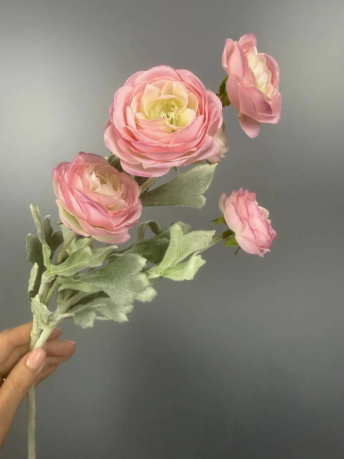 Искусственные цветы Ранункулюс 42 см 2 букета премиум для кашпо декора и интерьера розовый