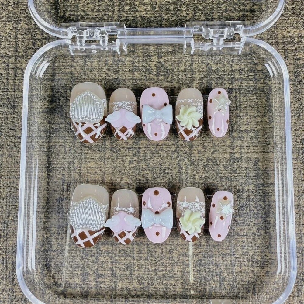 Накладные ногти MINISO, набор 10 шт, цвет 15, размер S-15-11-12-11-9