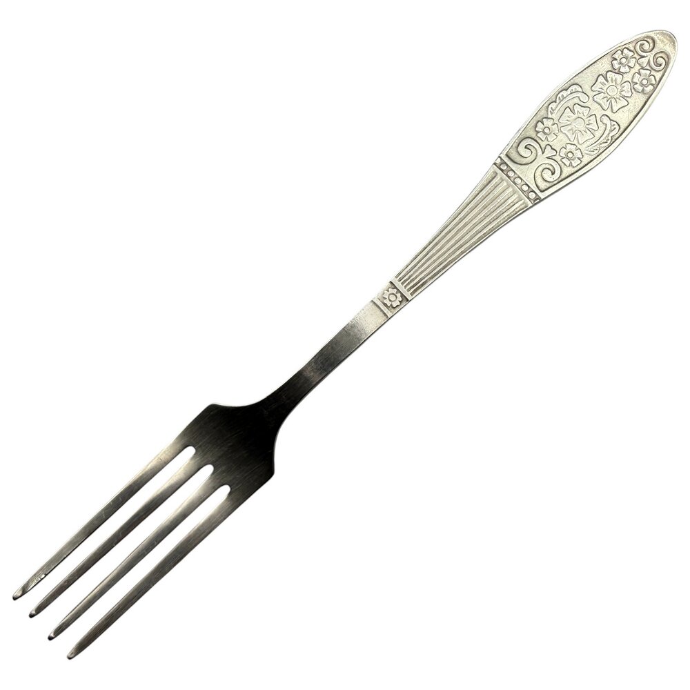 Вилка столовая "Флора", 20 см, мельхиор, 1975-1983 гг, РМЗ, Реж, СССР