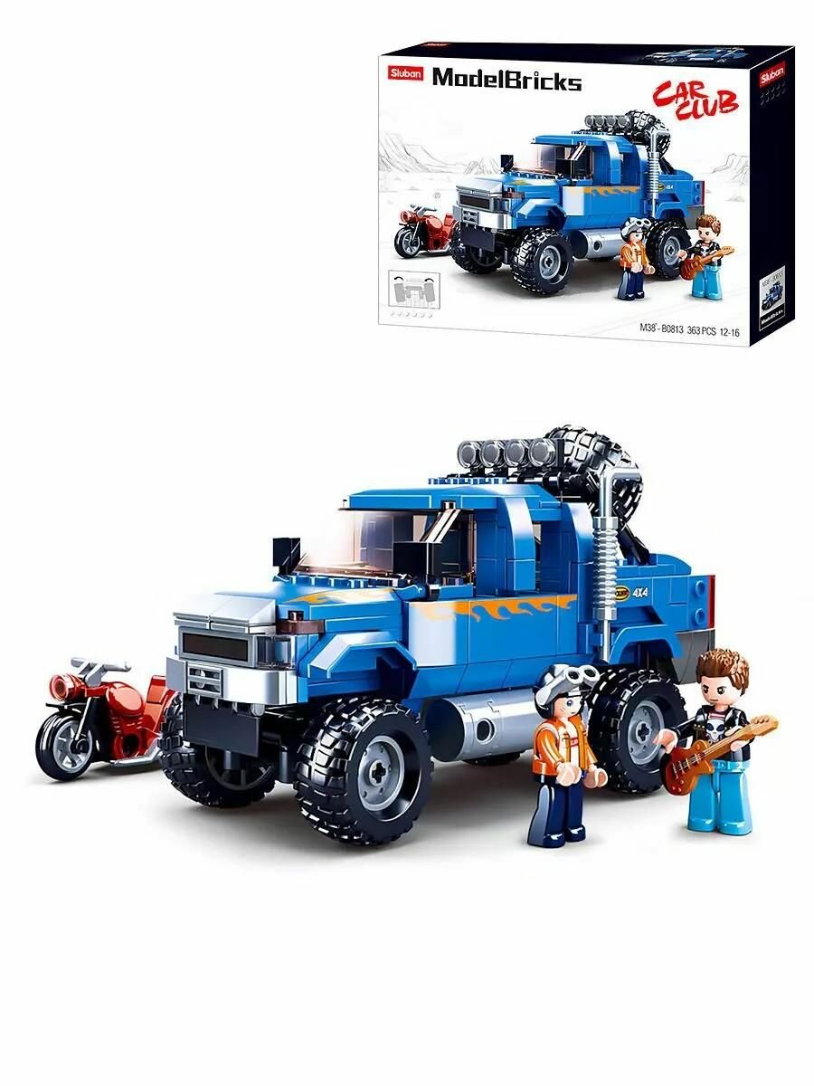 Конструктор SLUBAN 361 деталей "Модель внедорожника" 2 фигурки, в коробке