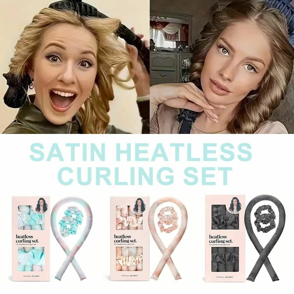 Kitsch Satin, Набор для завивки без нагрева - бигуди для локонов, подарочный набор