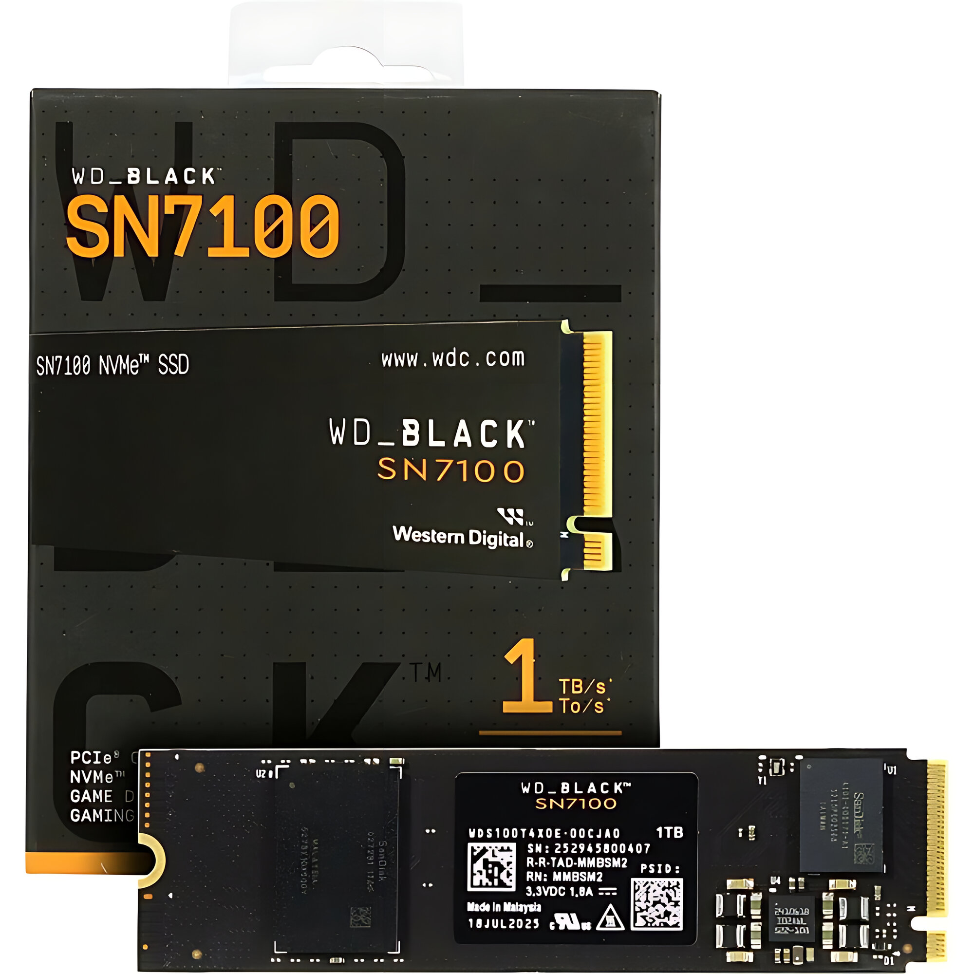 Внутренний SSD-диск Western Digital Black SN7100 1 ТБ, M.2, PCI-E 4.0 (WDS100T4X0E-00CJA0)