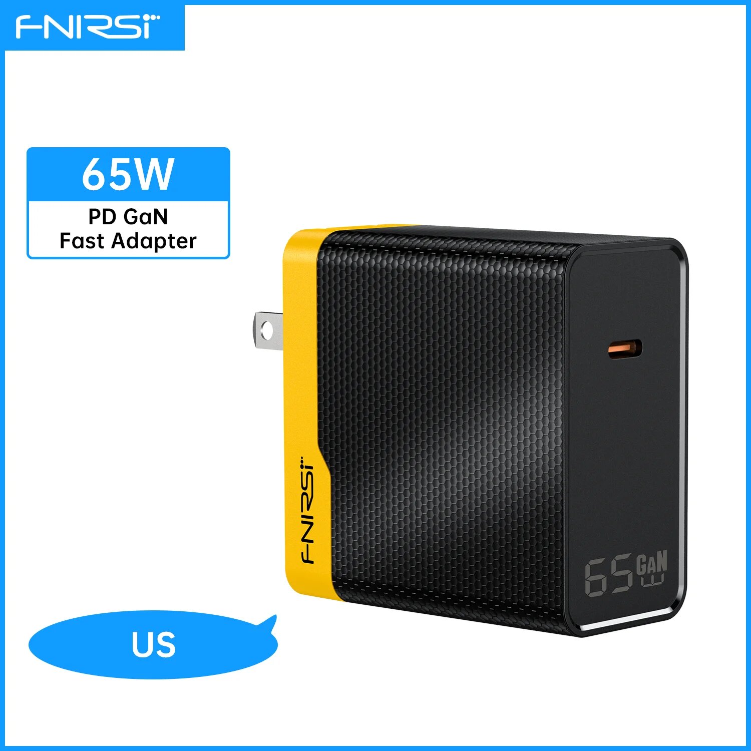 FNIRSI 65W PD GaN адаптер питания US