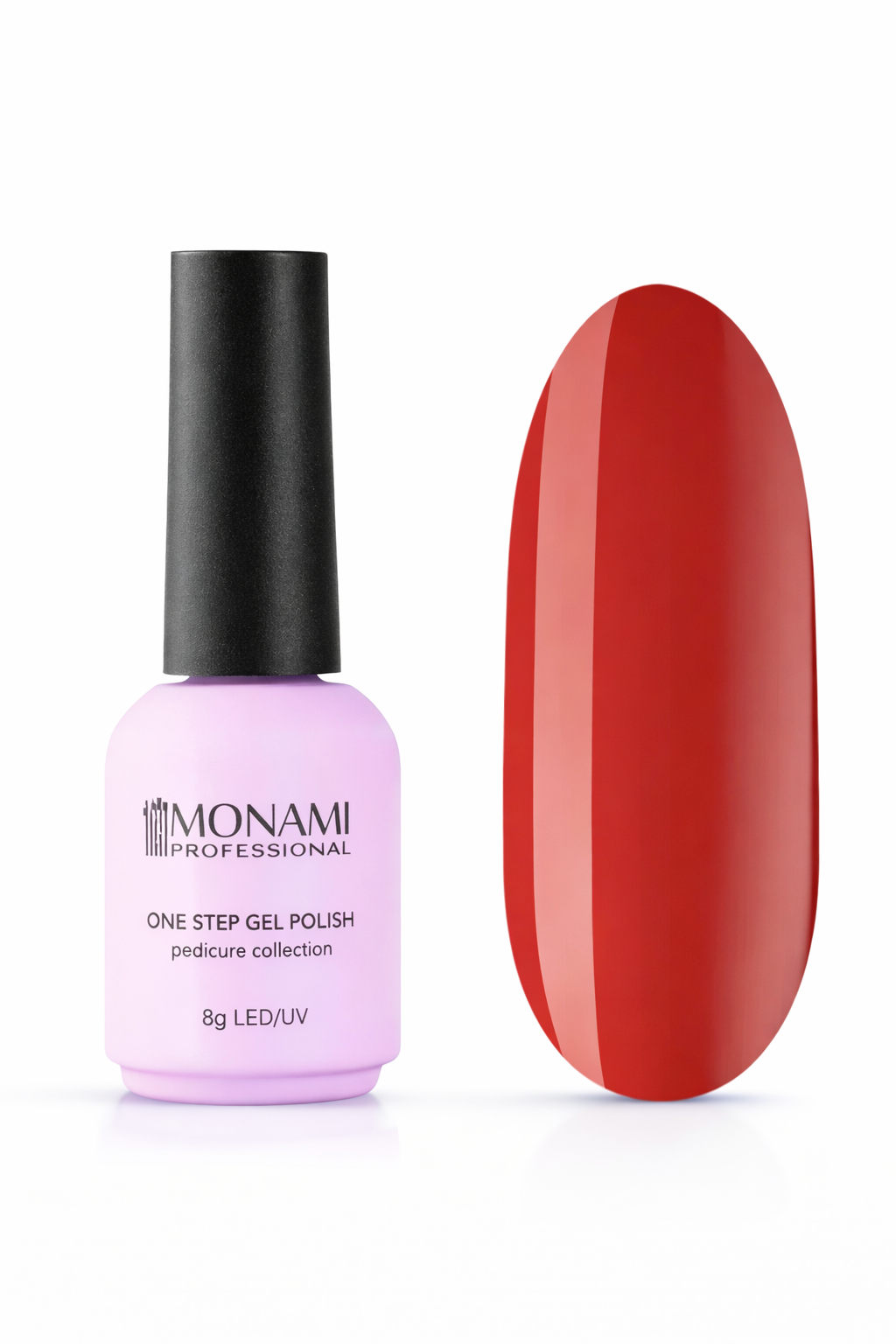 Гель-лак Monami "Pedicure collection" 19, красный, однофазный, LED/UV-лампа, 8 г