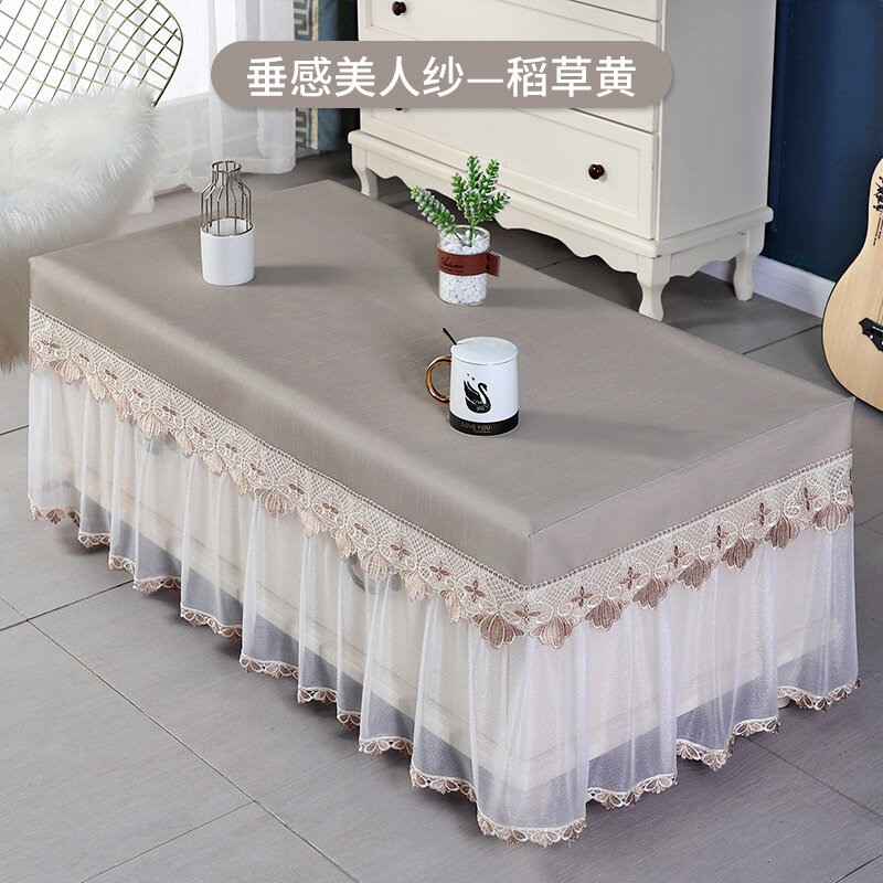 Универсальный чехол для журнального столика, прямоугольный чехол для шкафа-тумбы в европейском стиле из ткани с двойным слоем, доступен для дропшиппинга.