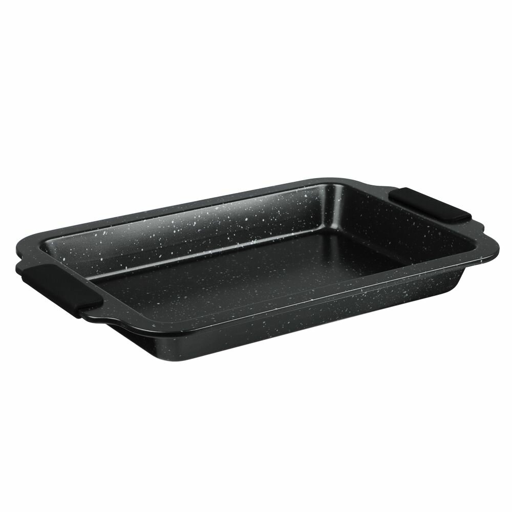 Противень Гала-центр 36x23x3,5 см Лион глубокий антипригарное покрытие, силиконовые ручки, мрамор