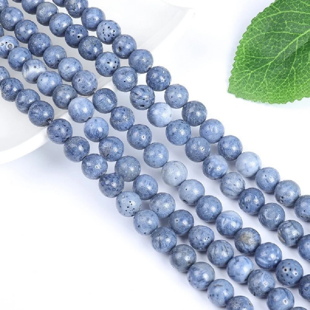 Натуральный синий коралловый камень бусины океан круглые свободные бусины для изготовления ювелирных изделий DIY ожерелье аксессуары для браслетов 4/6/8/10/12 мм 15 дюймов
