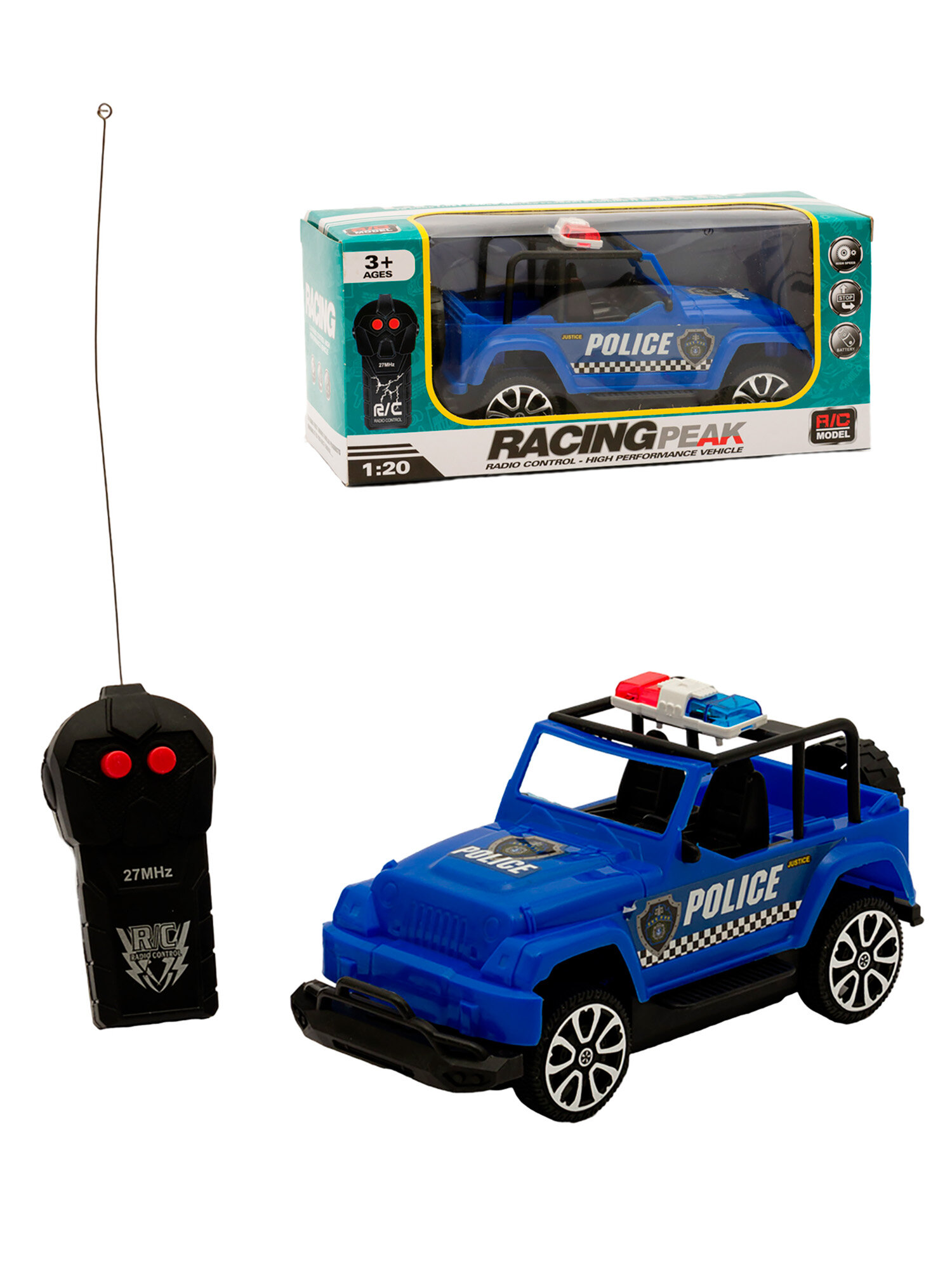 Радиоуправляемая машинка TONG DE "Полиция", масштаб 1:24, пластик, красная