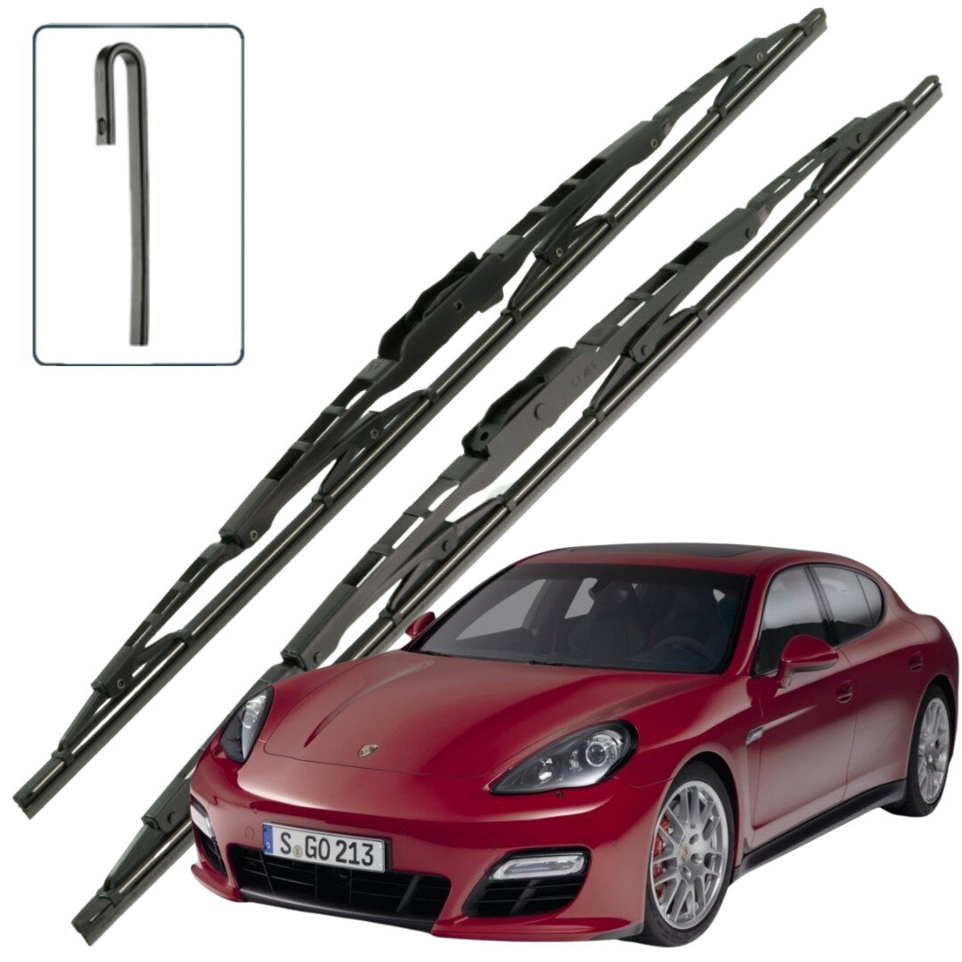 Дворники Porsche Panamera (1) 970 / Порше Панамера лифтбек 2009 / 2010 / 2011 / 2012 / 2013 Щетки стеклоочистителя каркасные для автомобиля 600мм-530мм к-т 2шт.