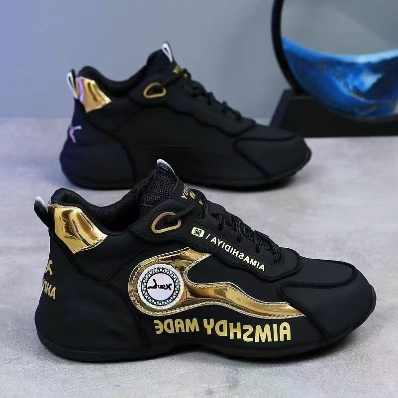 MOOCIE Новая весенне-осенняя парная обувь: стильные, повседневные, дышащие, с мягкой подошвой, кожаные, удлиняющие рост, массивные туфли с закрытой подошвой. EU:43