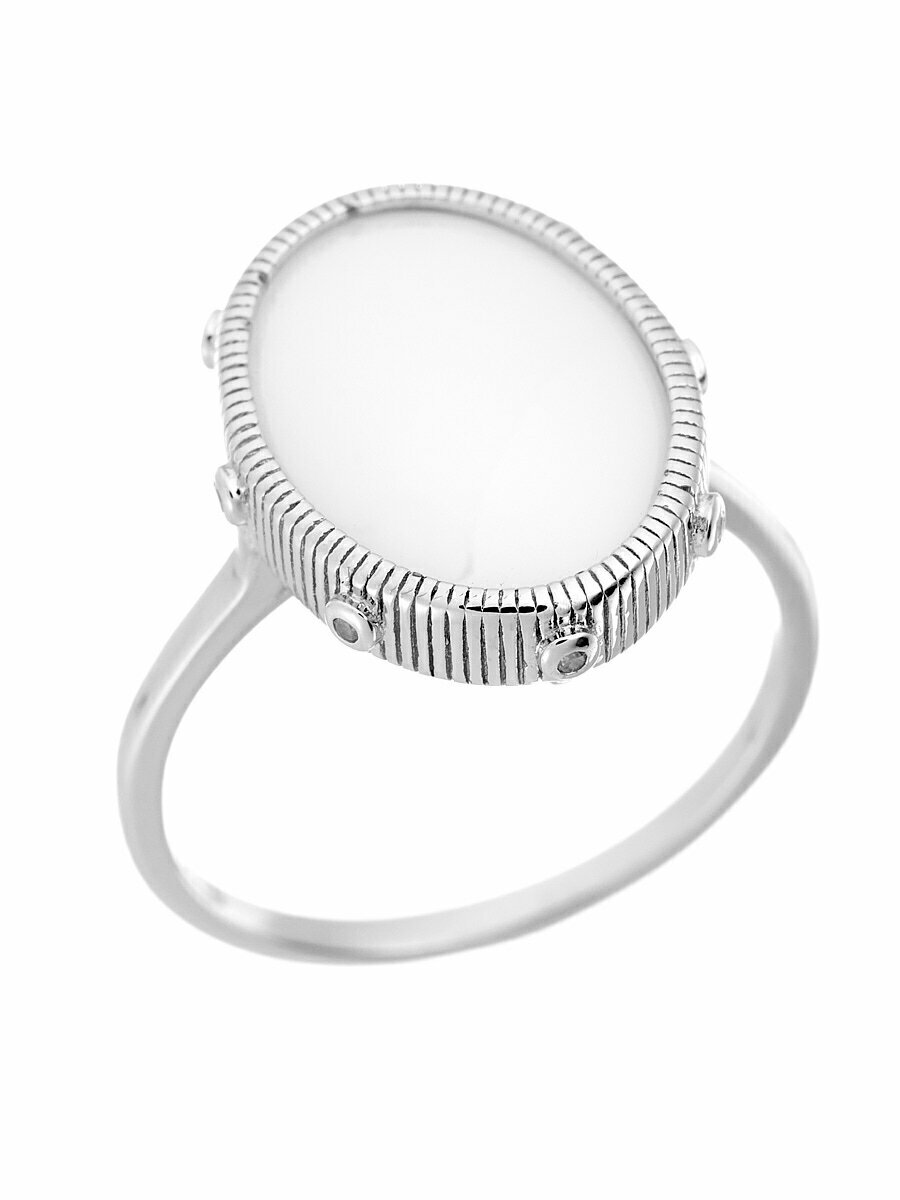 Кольцо, серебро, 925 проба, фианит, керамика