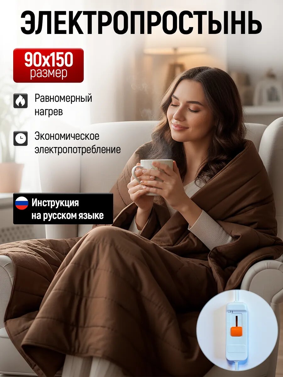 Электрическая простынь с подогревом 90х150 Термоодеяло