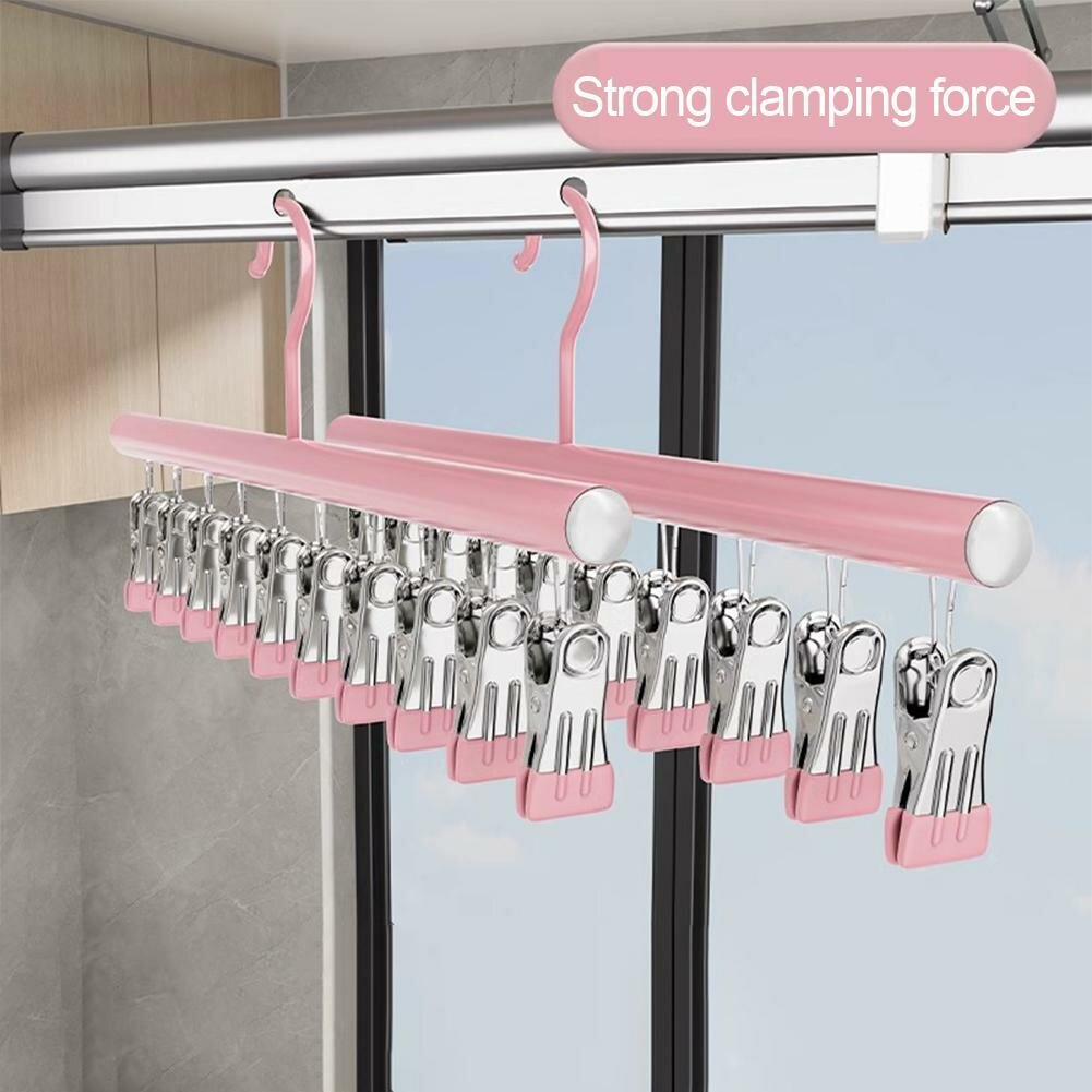 Вешалка 10 прищепок для носков брюк кофт розовый
