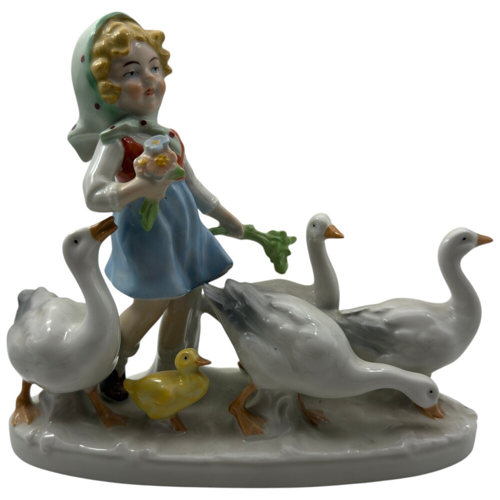 Фарфоровая статуэтка "Девочка и гуси", 19 см, 1950-1960 гг, Grafenthal, Германия