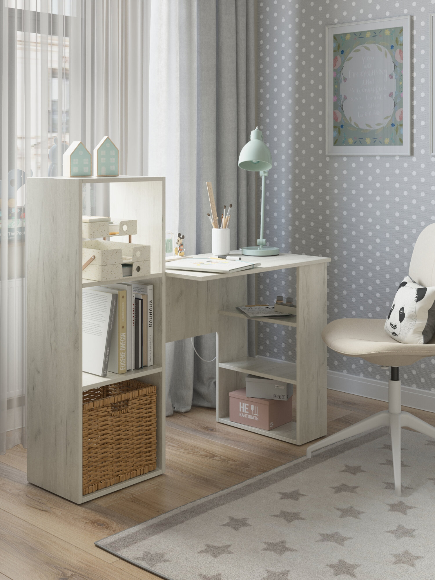 Стол письменный Vif "Эдем" дуб крафт белый с надстройкой, 1177х494х1100 мм.