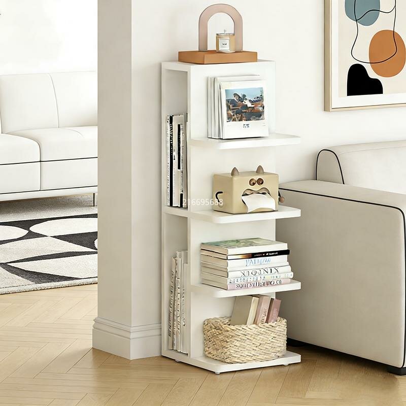 Белая угловая книжная полка минимализм, многоярусная напольная для дома, гостиной, спальни, хранение книг, 30×30×88 см