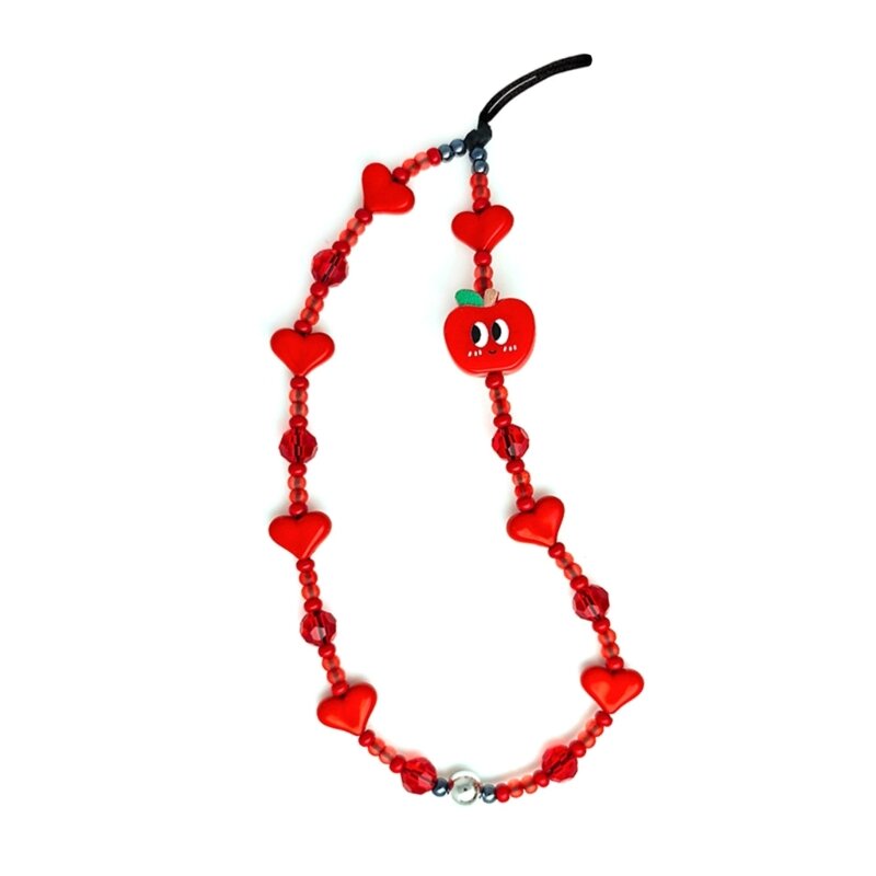 Симпатичное Красное Сердечко Телефон Шарм Бисерная Цепочка Кулон Аксессуар Декоративный для Мобильного Телефона Счастливый Подарок Для Женщин Девочек