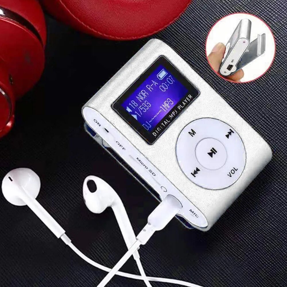 MP3-плеер портативный 32 ГБ серебристого цвета с FM-радио для спорта и пробежек