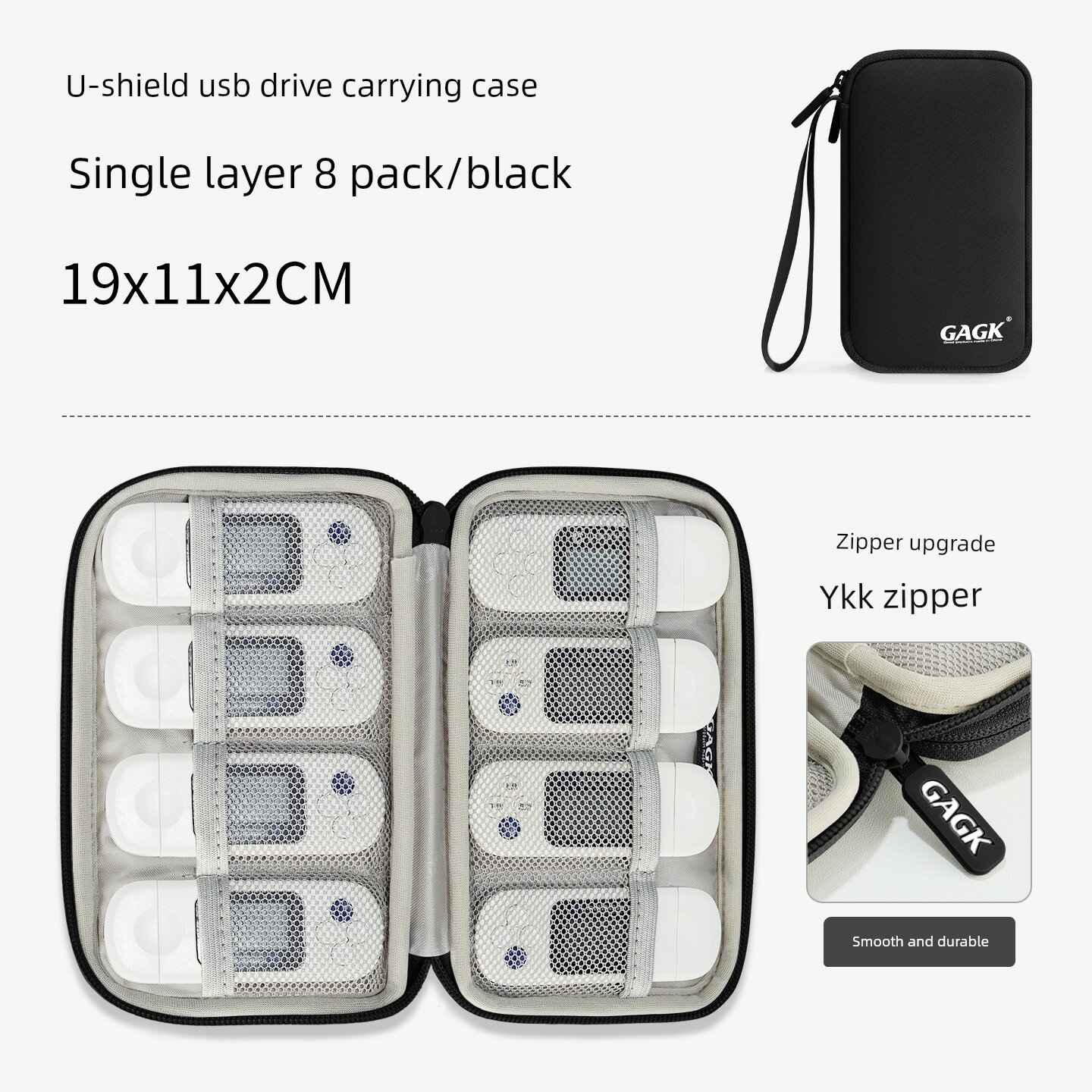 Водонепроницаемый однорядный чехол для хранения U-Dong на 8 USB-ключей - Черный портативный органайзер
