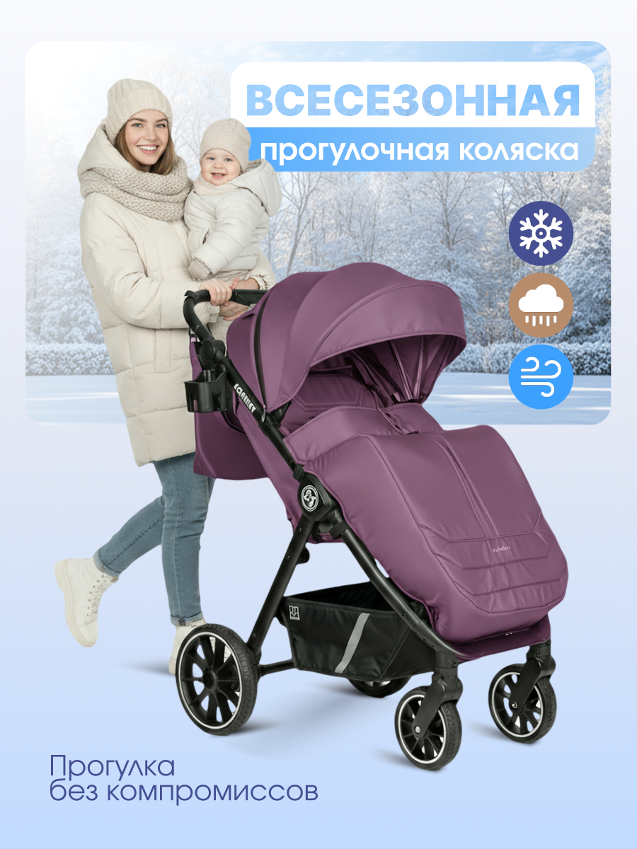 Коляска прогулочная складная всесезонная Farfello, сливовый