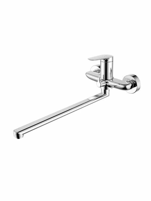 Смеситель с длинным изливом для ванны IDDIS ZDXSBL2i10WA поворотный, латунный, хром, глянцевый, смеситель для ванны с душем, рычажный