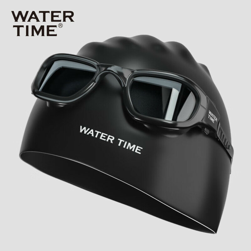 WATERTIME Антизапотевающие плавательные очки с большим ободом и капюшоном для взрослых универсального размера