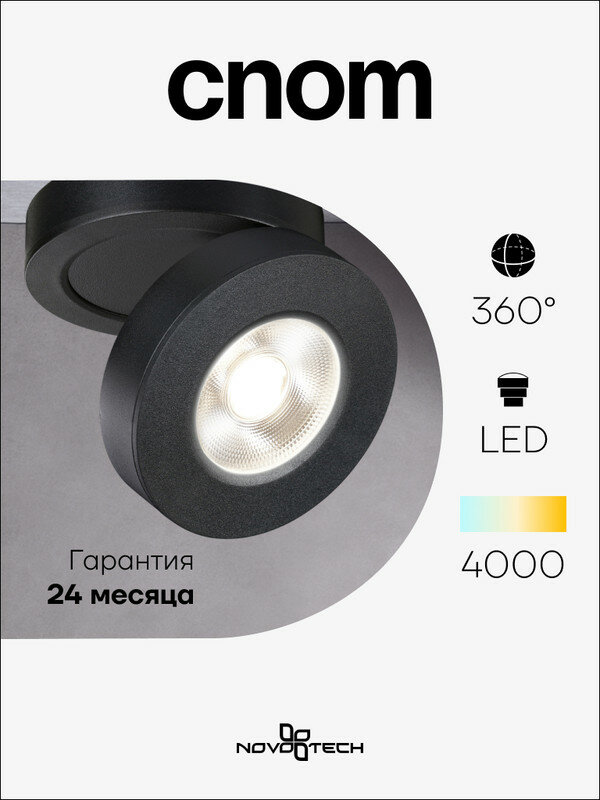 Светильник накладной/встраиваемый светодиодный NOVOTECH GRODA 359412 черный