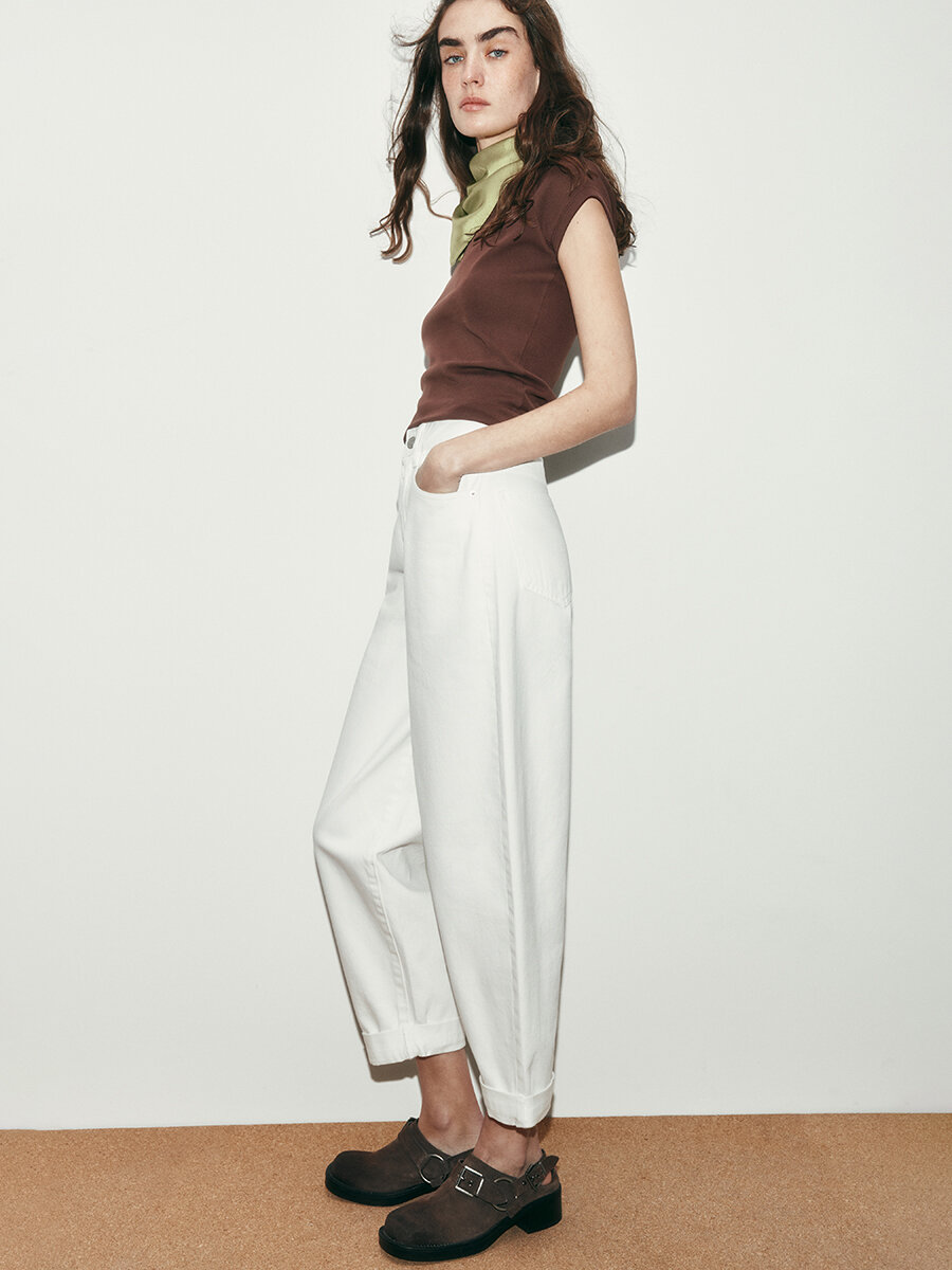 Джинсы бананы с высокой посадкой 