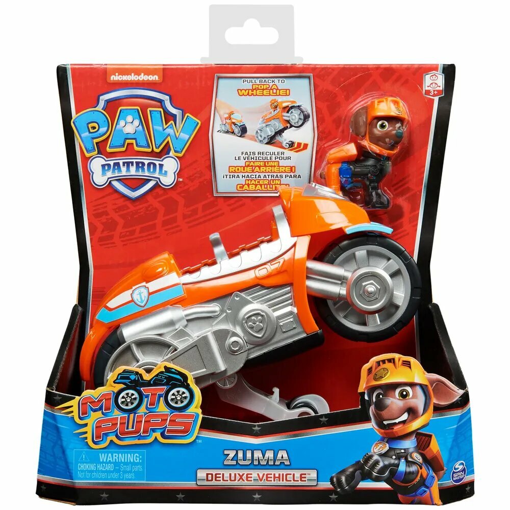 Spin Master Nickelodeon Paw Patrol Moto Pups Роскошное мотоциклетное транспортное средство с откидным верхом на колесах и фигуркой