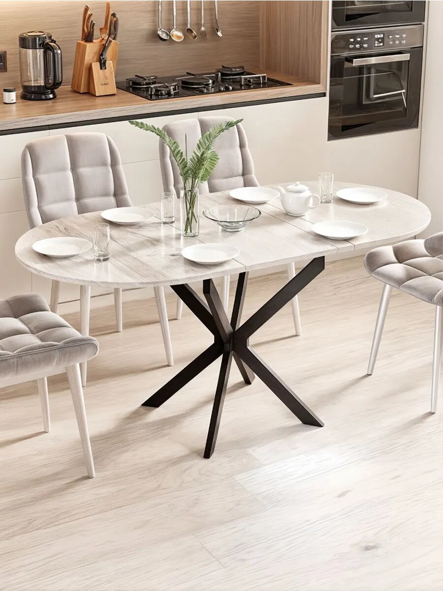 Стол кухонный овальный круглый раздвижной (120-157х80х78)