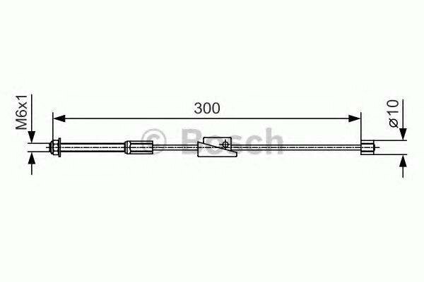 Трос ручного тормоза BOSCH 1987482132 300 мм, Ford Fiesta IV 1.25-1.6 08.95-01.02, V 1.25-1.6, TDCi 11.01-, Fusion 1.25-1.6, TDCi 08.02-, Mazda 2 1.25-1.6, CD 04.03-
