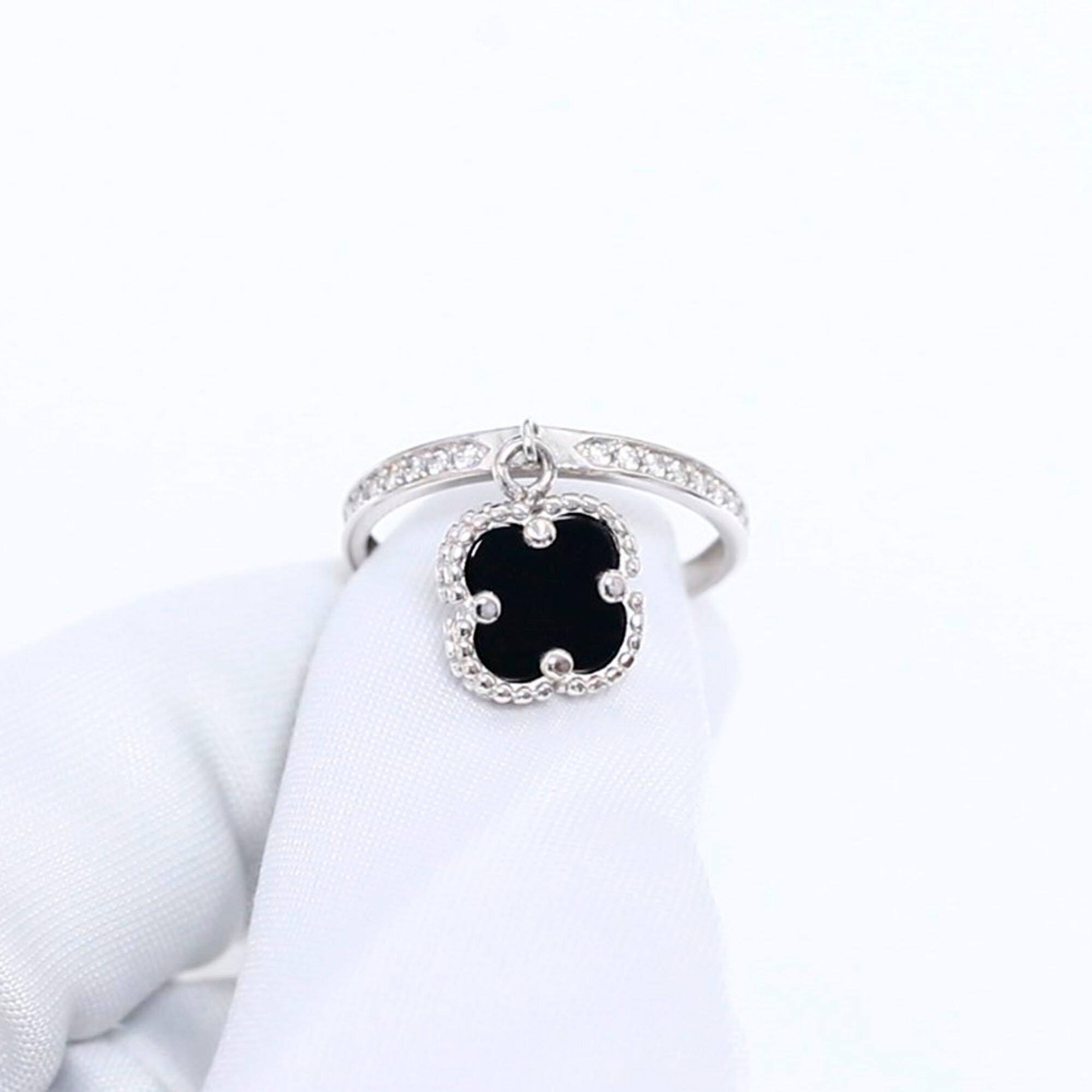 Кольцо, серебро, 925 проба, родирование, оникс