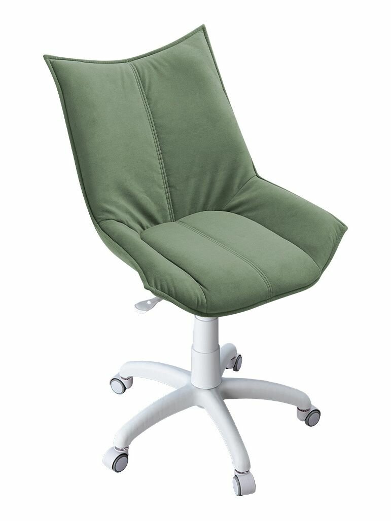 Офисное, компьютерное кресло Осло Джи без подлокотников, 60х63х83.5 см, Серо-зеленый, велюр / Белый, металл/пластик