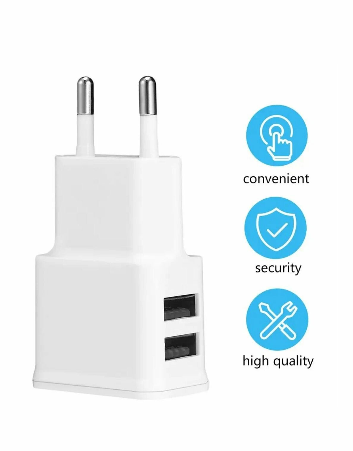 Зарядное устройство-Двойной Адаптер USB 2A 5V, белый