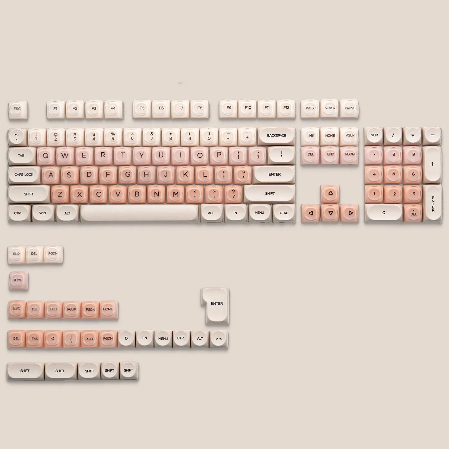 Pink Keycaps Set ENGLISH Color 136 Keys PBT+PC