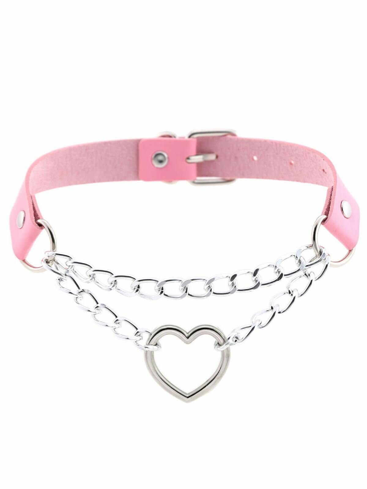 Сексуальное колье-ошейник с подвеской в виде сердца, винтажный готический чокер, - розовый ошейник