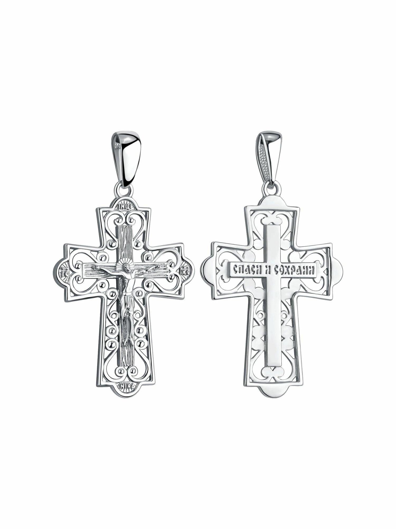 Крестик, серебро, 925 проба, родирование