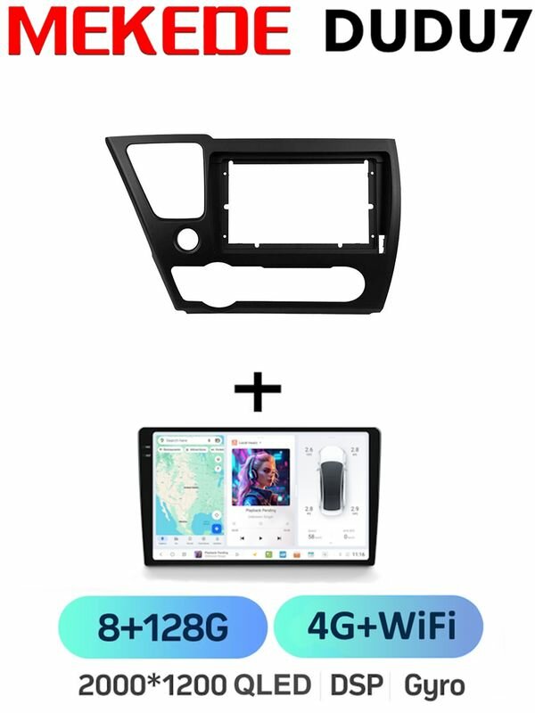 Магнитола 9" Mekede DUDU7 8/128 Gb для Honda Civic 9 (Middle East) 2013-2016 carpay Android