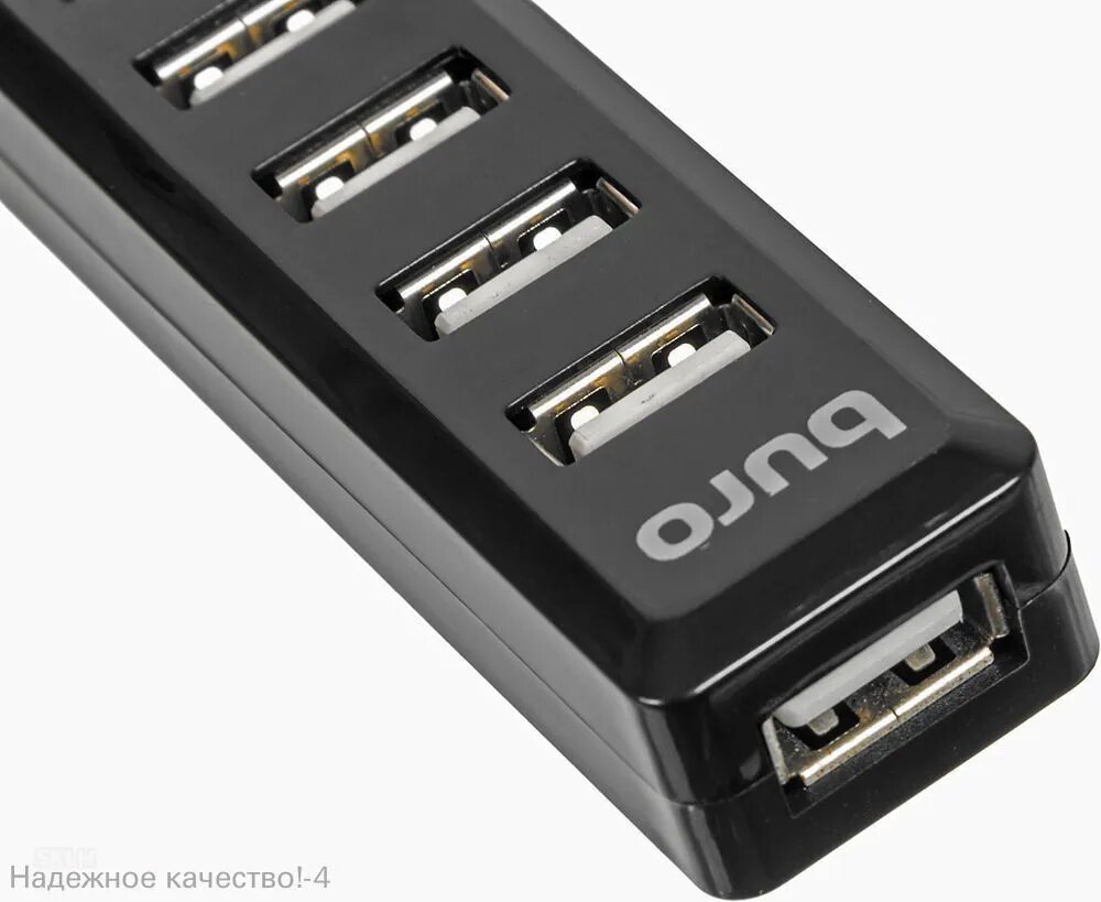 USB-концентратор Buro BU-HUB7-1.0-U2.0 черный 7 портов USB 2.0 с кабелем 1 м — фото 1